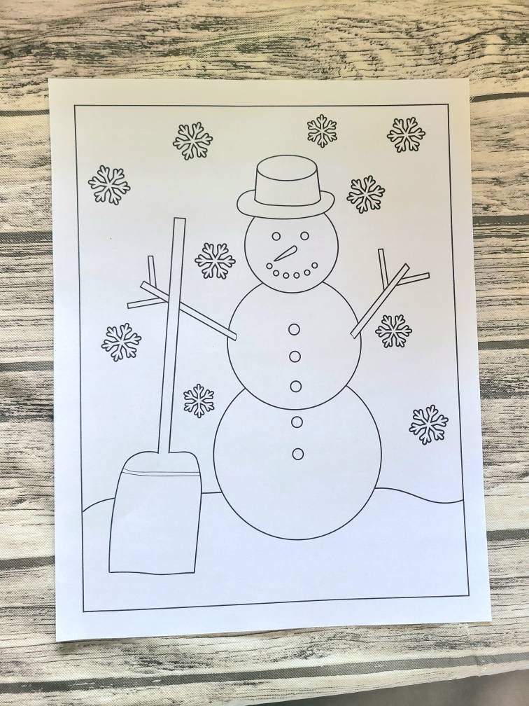 Snowman Coloring Page, Snowman Coloring Printable, Winter Coloring Page ...