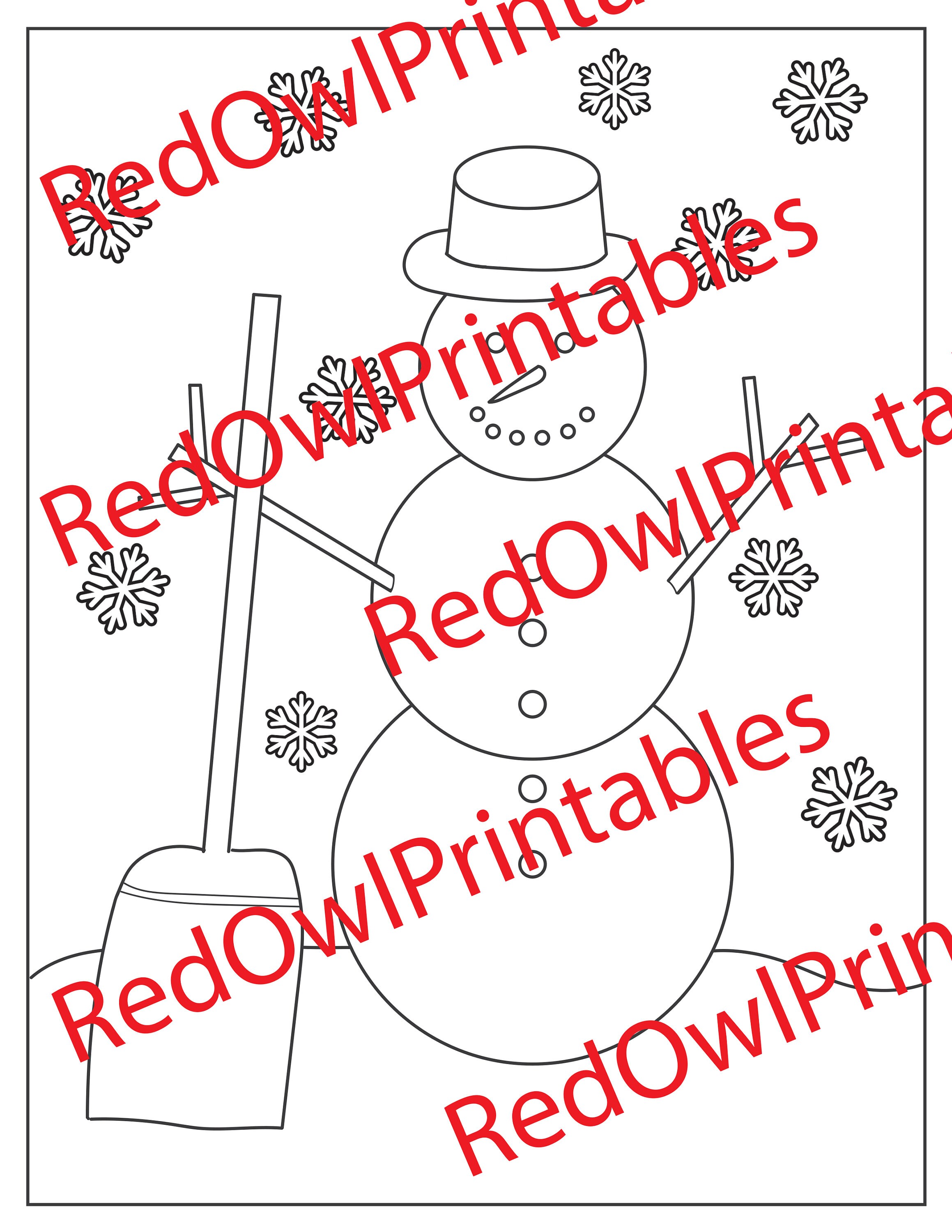 Snowman Coloring Page, Snowman Coloring Printable, Winter Coloring Page ...