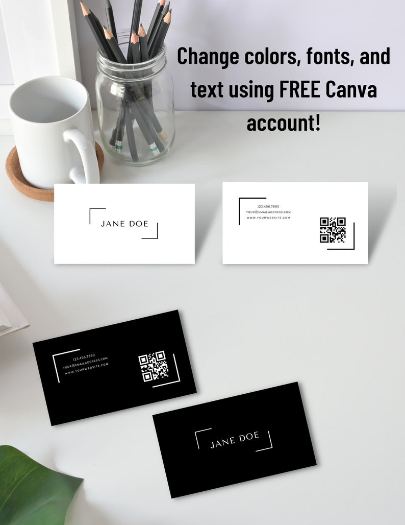 Sleek Business Card Template Design, Modern Black and White Instant ...
