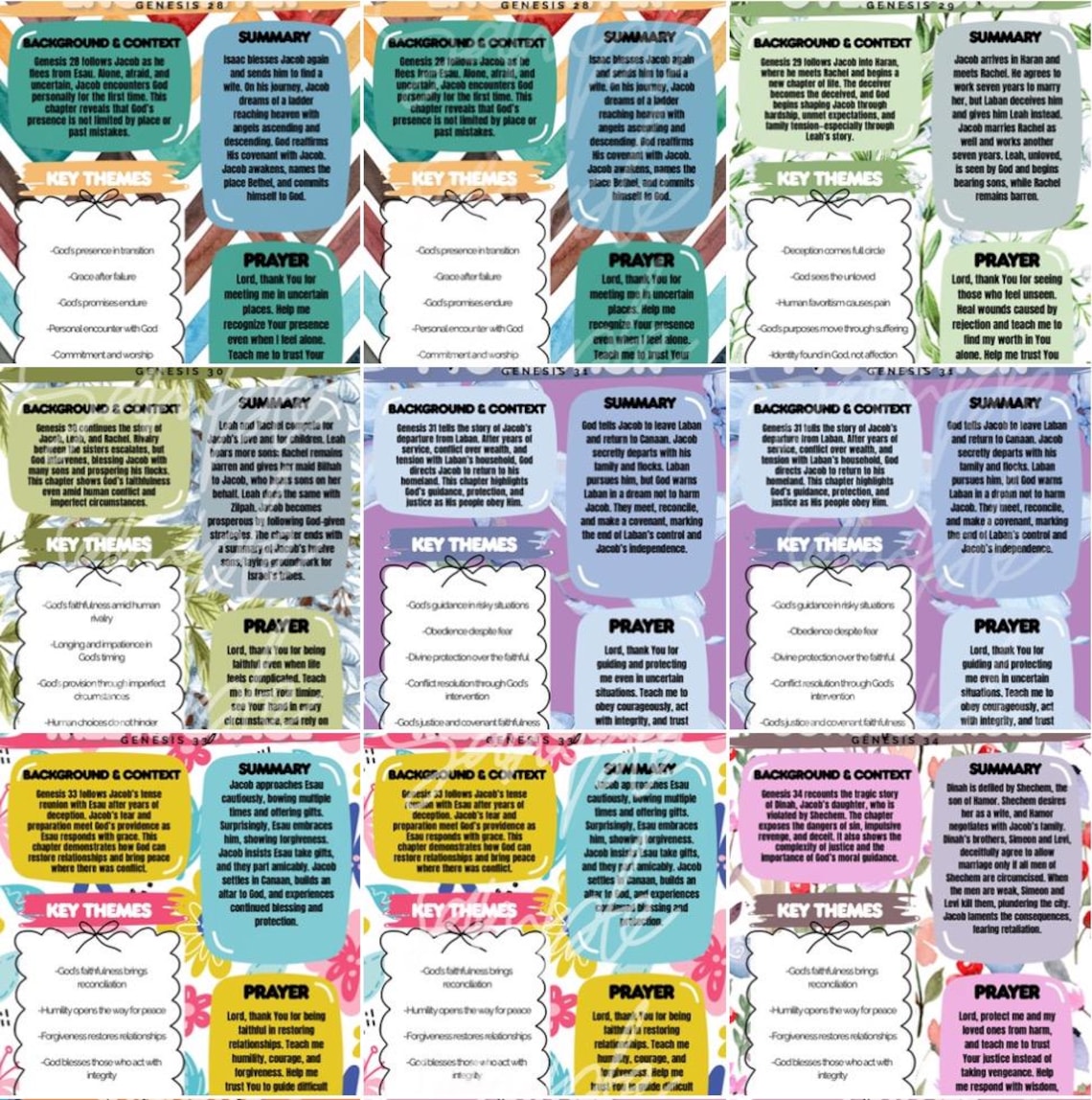 Genesis Bible Study Tip Ins Printable (digital Download) - Etsy