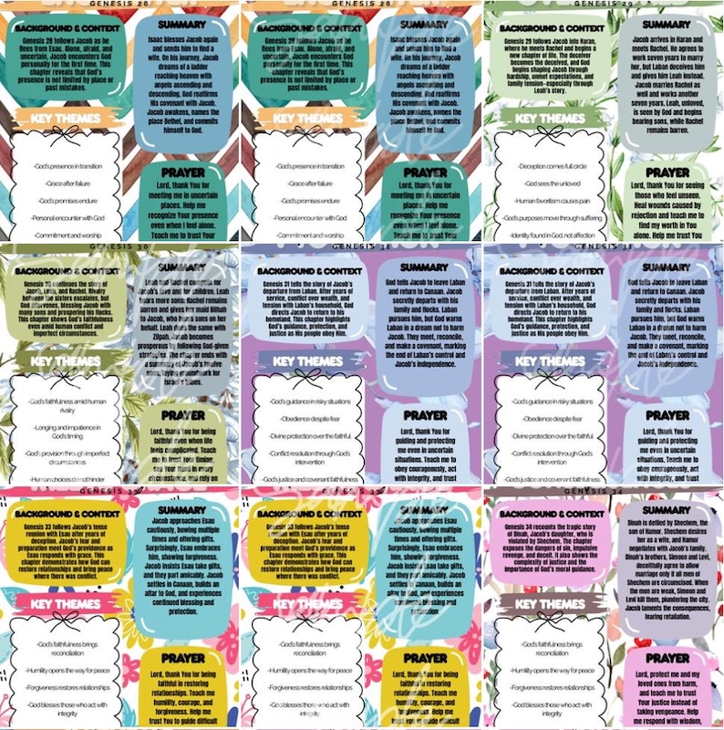 Genesis Bible Study Tip Ins Printable (digital Download) - Etsy