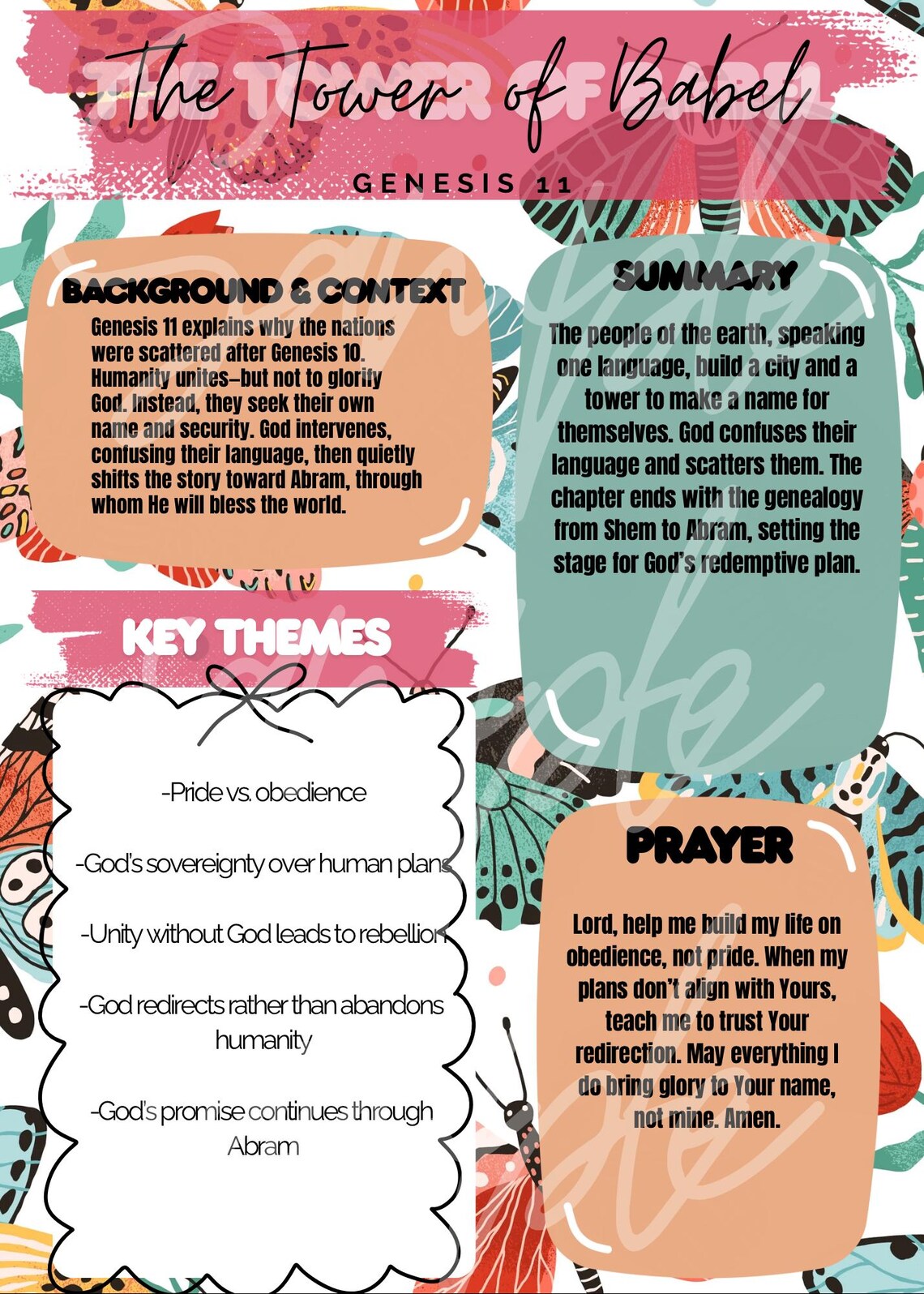 Genesis 11 Bible Tip Ins Printable Bible Study in a Year - Etsy