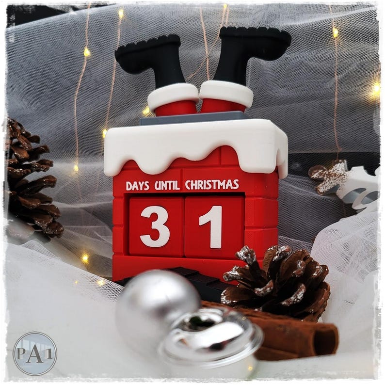 3d Printed Mini Advent Santa's Chimney Countdown Rotatable Block Advent ...