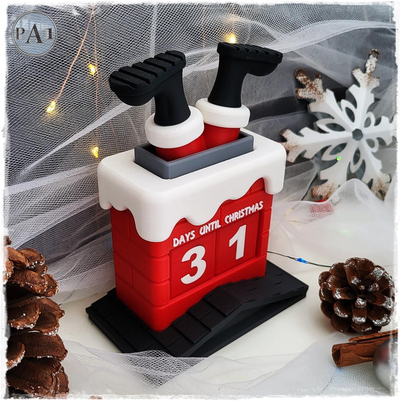 3d Printed Mini Advent Santa's Chimney Countdown Rotatable Block Advent ...