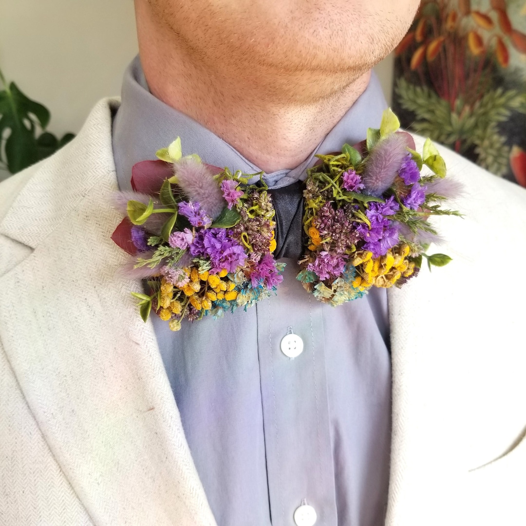 Dried Flower Bow Tie | Jewel-tones: Purple, Emerald, Teal, Ochre | Bow ...