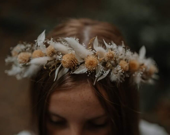Ivory Dried Flower Crown: Wedding Hair Accessory, Maternity Photoshoot ...