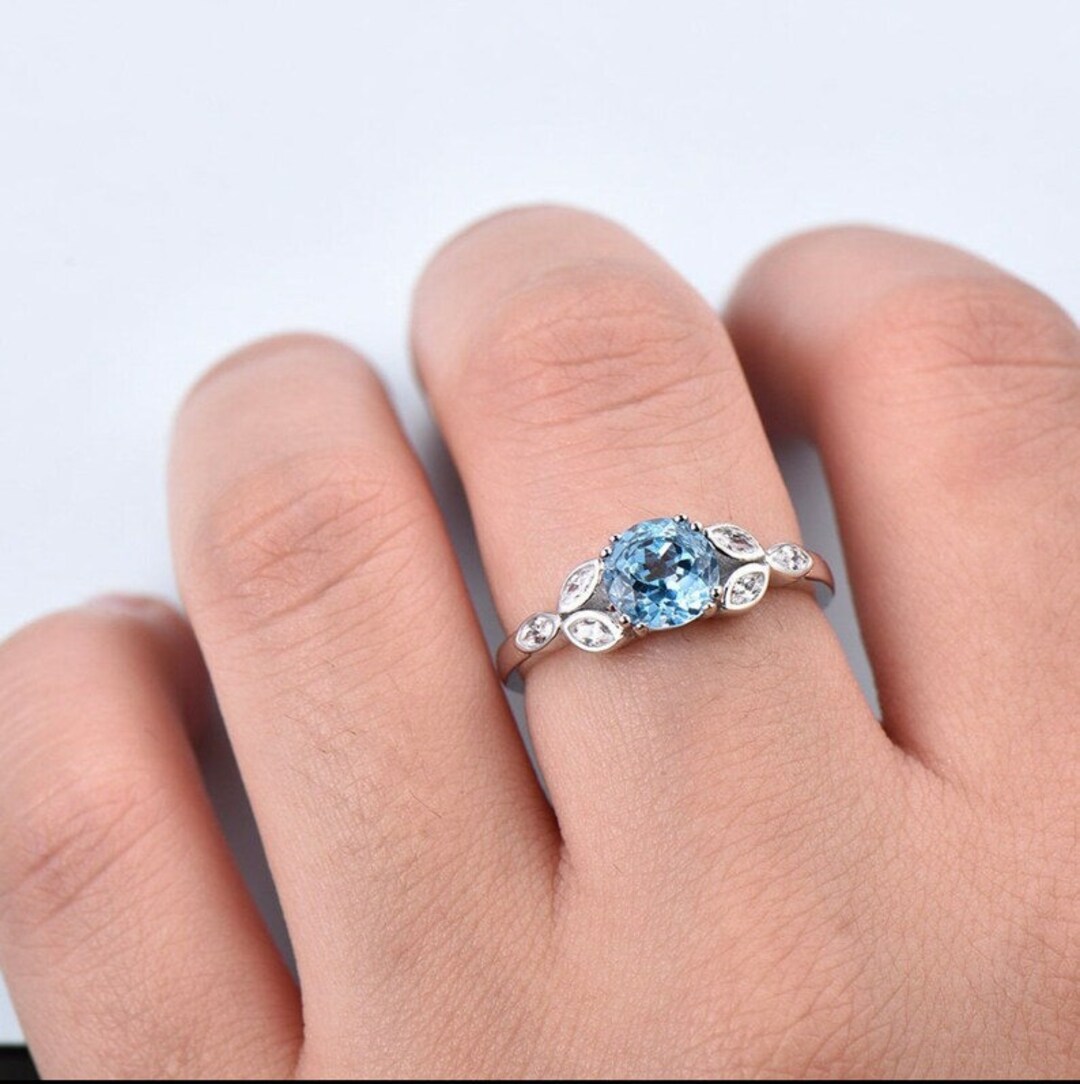 Topaz Engagement Ringnatural London Blue Topaz Engagement - Etsy