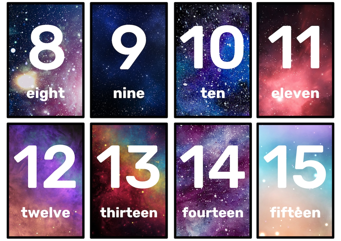 Space Themed Numbered Flashcards 0-15! Printable Number Flash Cards ...