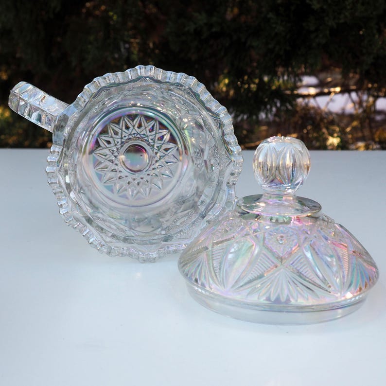 LE Smith Crystal Carnival Glass Heritage Series Quintec Lidded Sugar ...