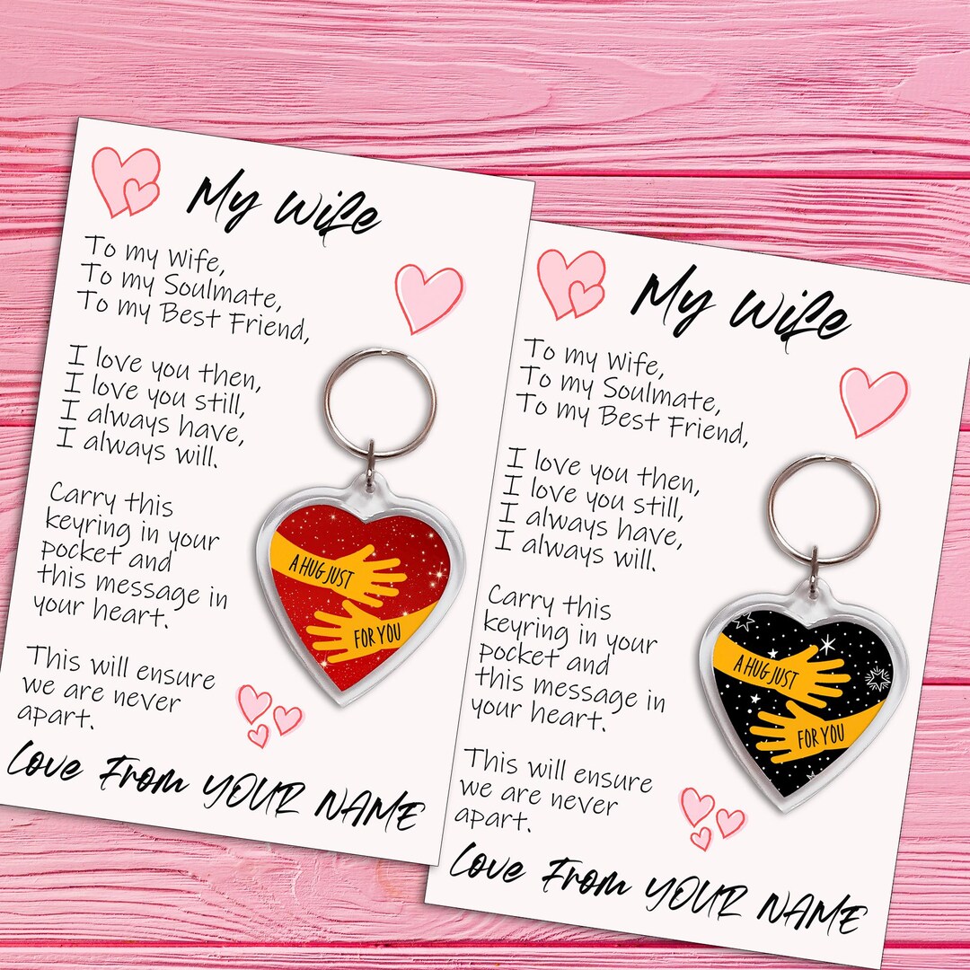 Personalized Wife Pocket Hug Keyring | Anniversary Gift - Etsy