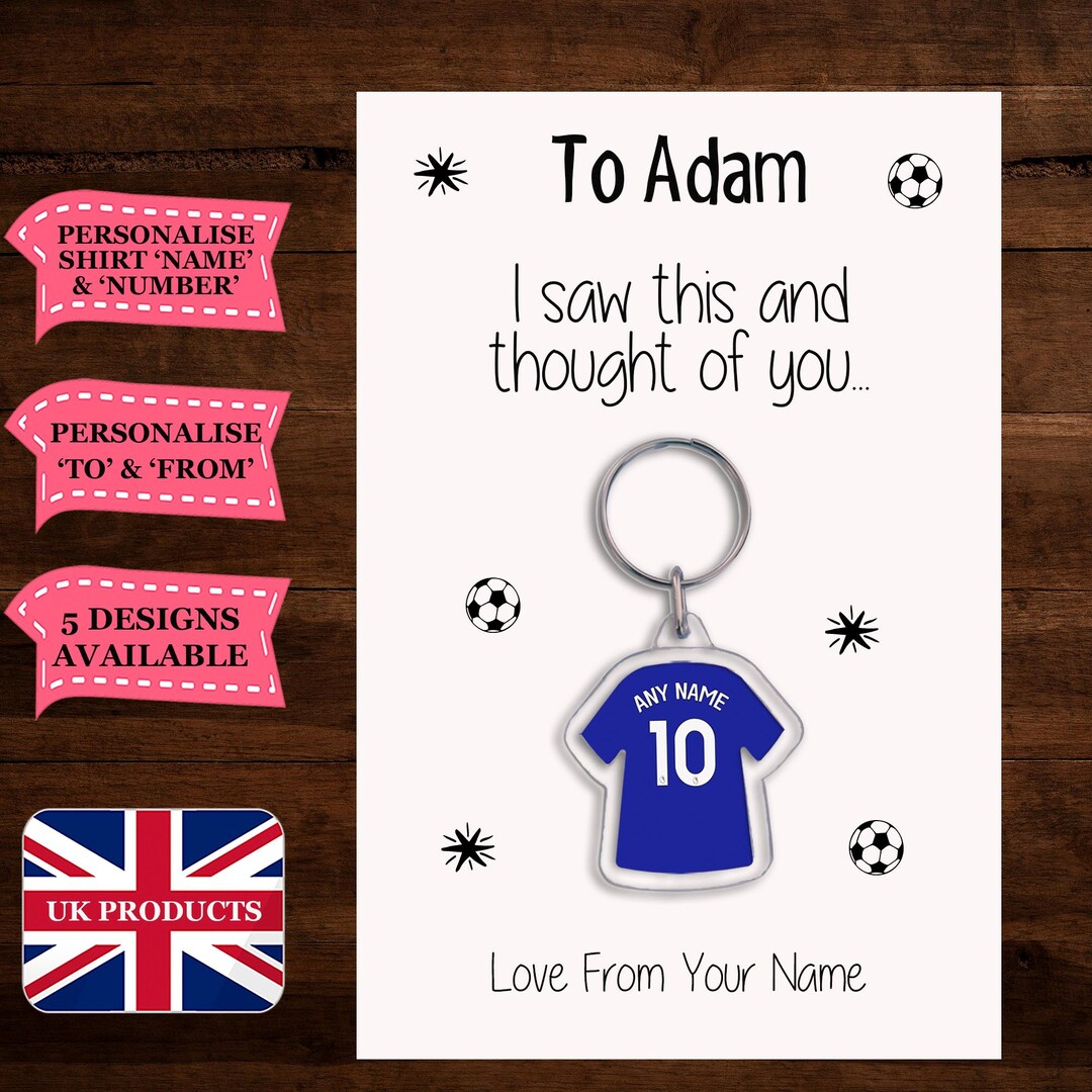 Personalized Everton Shirt Keyring & Card: Custom Football Gift - Etsy
