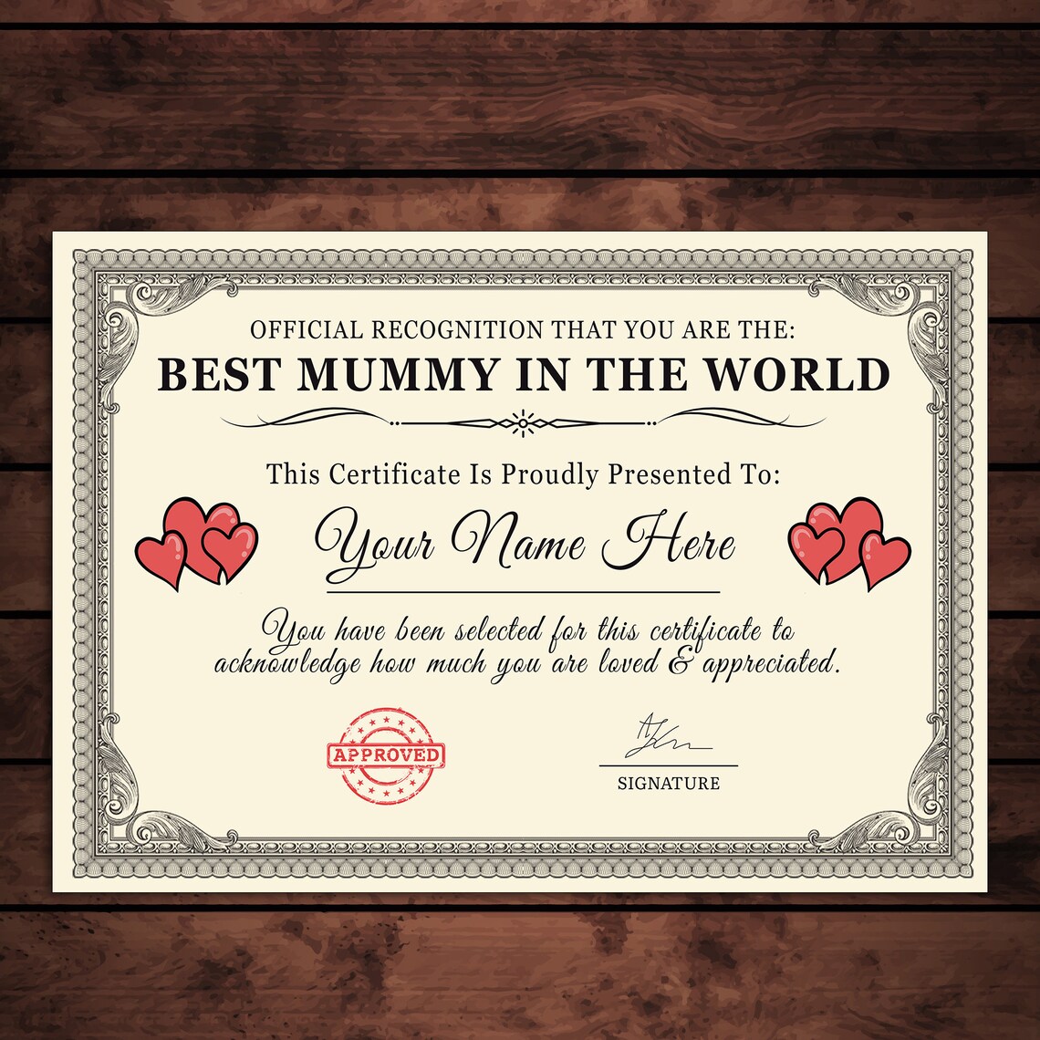 Personalised 'best Mummy in the World' Certificates Gift/print - Etsy