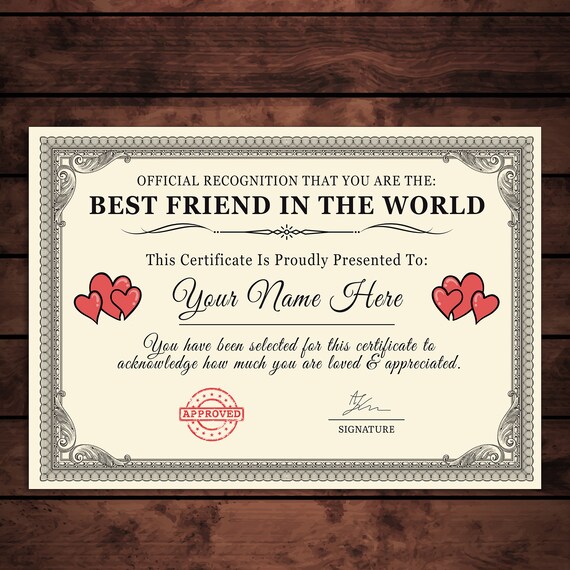 Birthday Best Friend Certificate Best Friend Award Sticker | TikTok