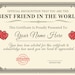 Personalised 'best Friend in the World' Certificates Gift | A4 or A5 ...