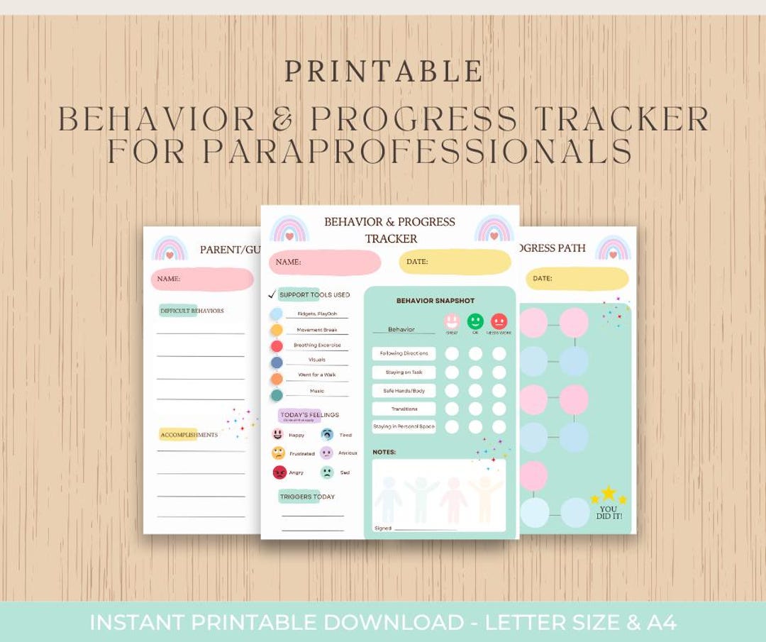Behavior & Progress Tracker for Paraprofessionals | Printable Daily Log ...