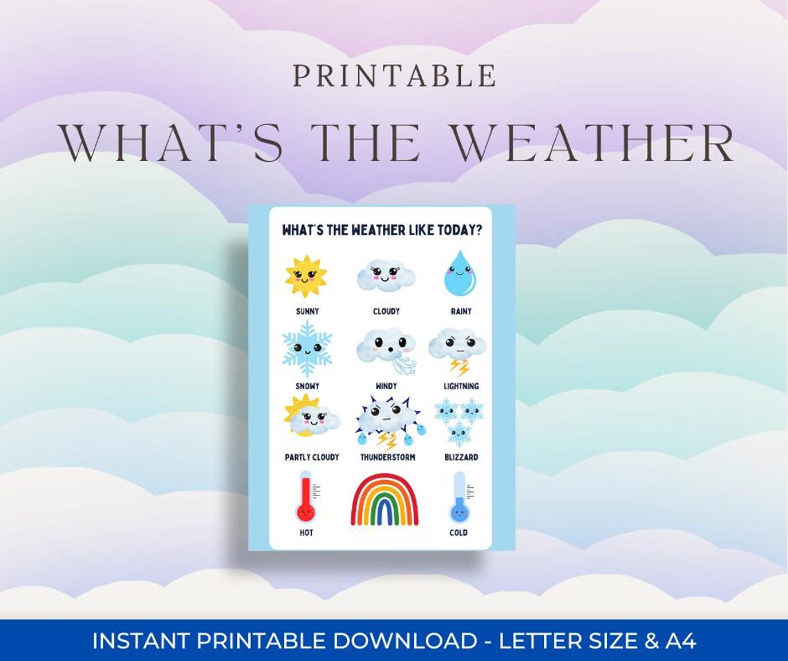 Weather-themed “what’s the Weather Like?” Printable Sun, Rain, and ...