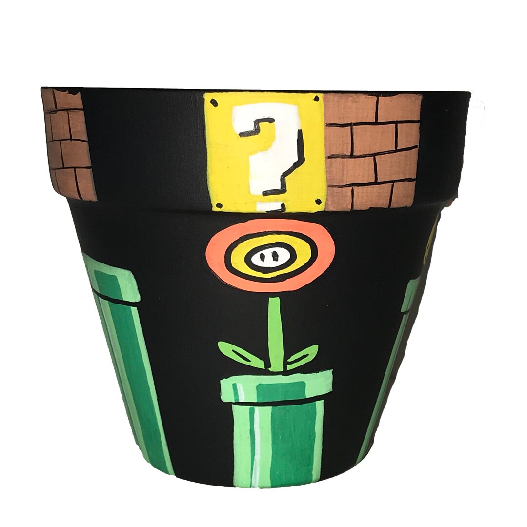 4 Inch Matte Black Super Mario Pot - Etsy