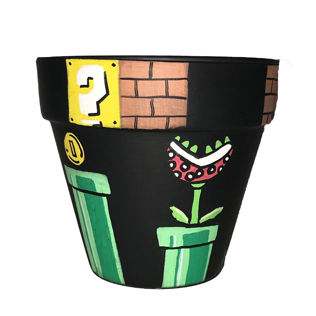 4 Inch Matte Black Super Mario Pot - Etsy