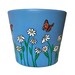 6.5 Inch Light Blue Plant Pot With Daisies and Monarch Butterflies - Etsy
