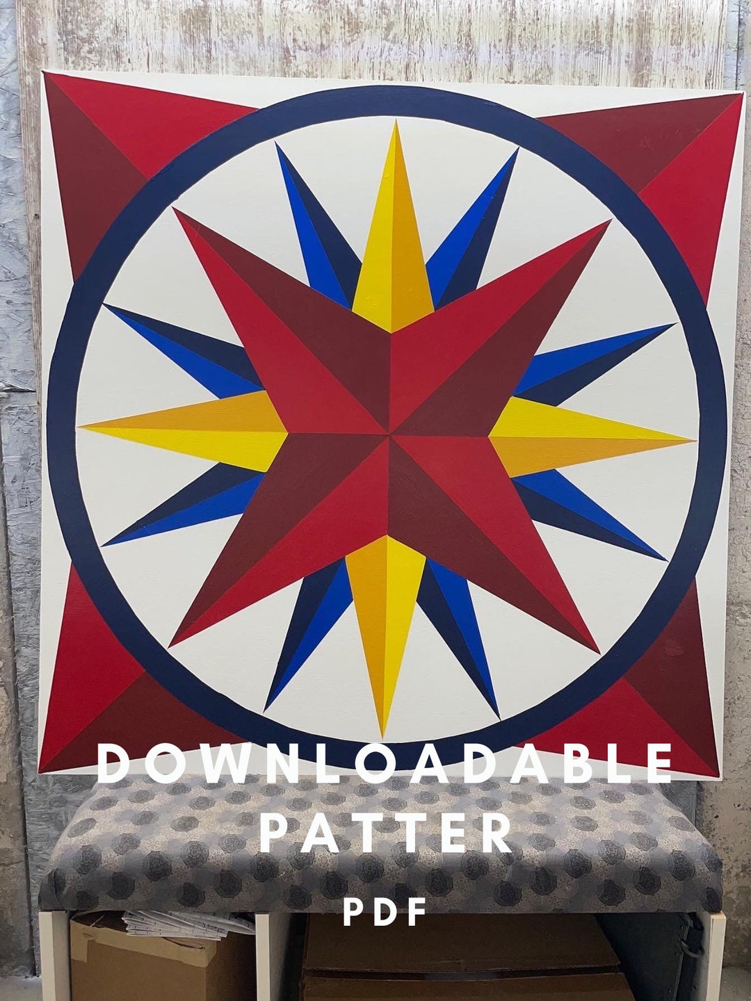 Mariners Compass Barn Quilt Pattern, PDF Pattern, Barn Quilts, DIY Barn ...