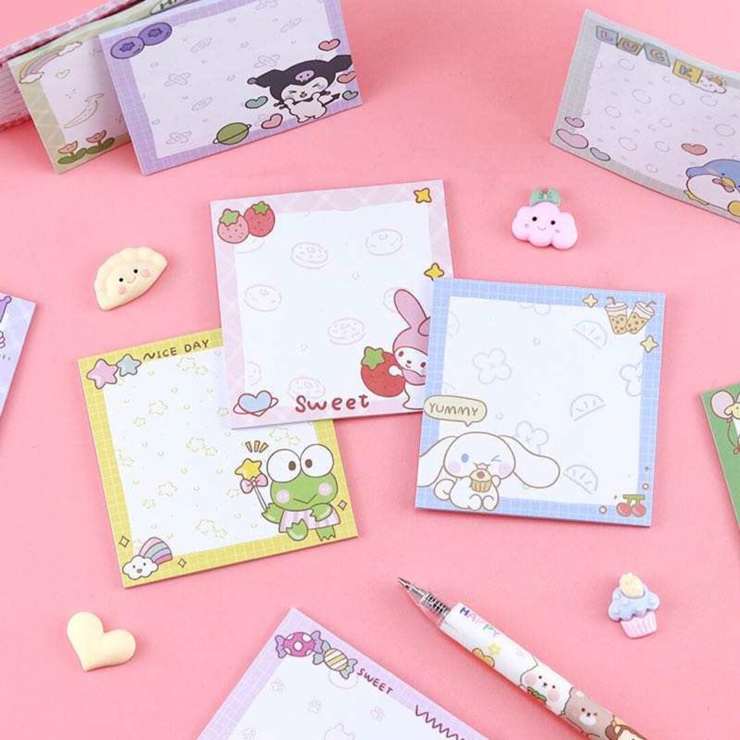 Cute Cartoon Sticky Notes, Kawaii Animal Self-stick Memo Pads - Etsy