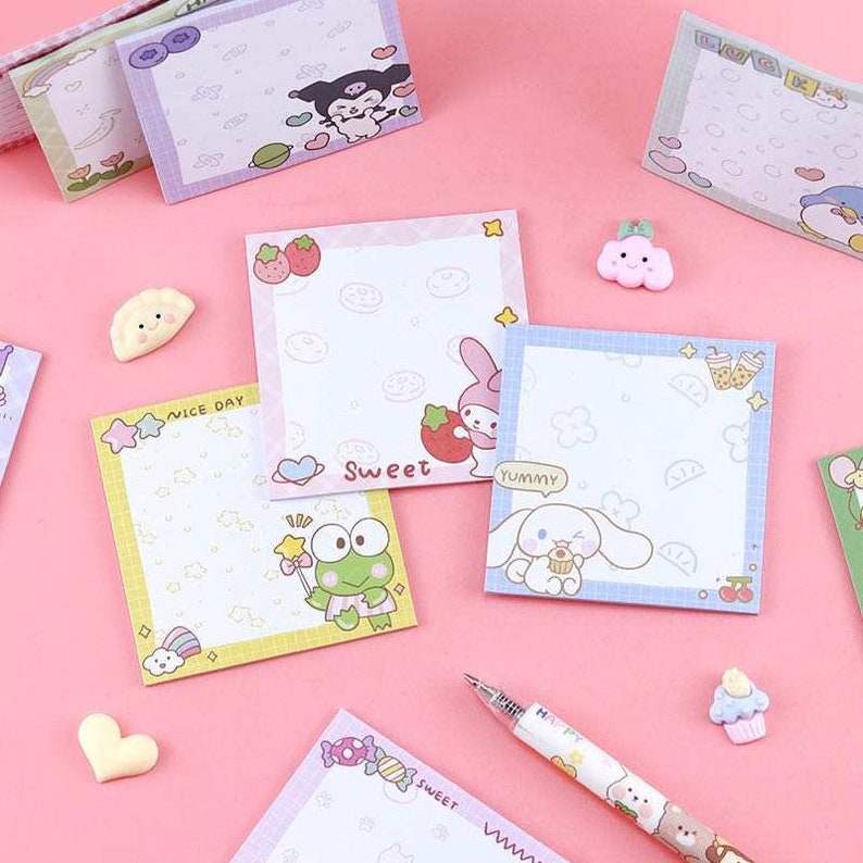 Cute Cartoon Sticky Notes, Kawaii Animal Self-stick Memo Pads - Etsy
