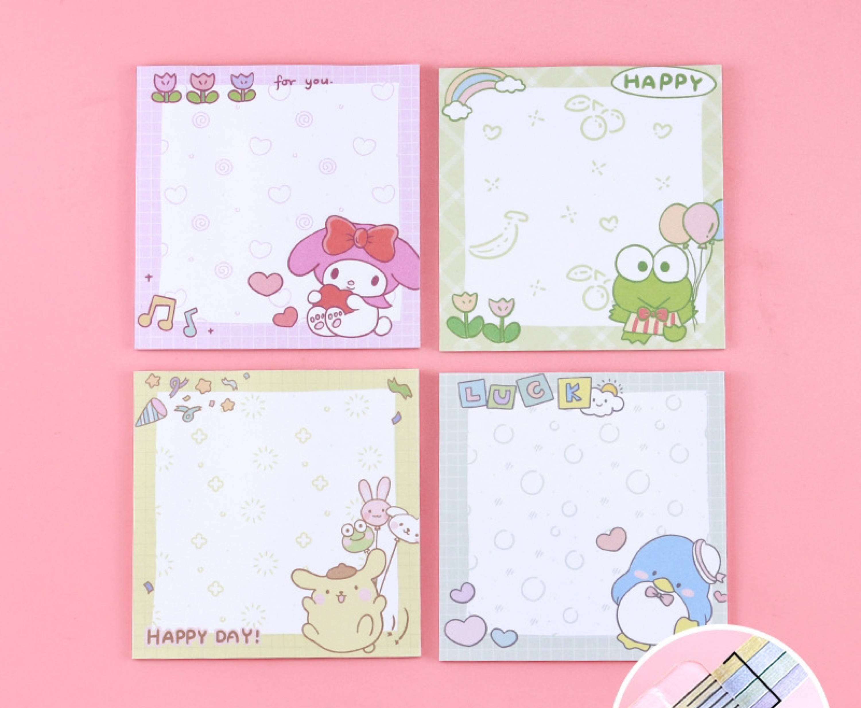 Cute Cartoon Sticky Notes, Kawaii Animal Self-stick Memo Pads - Etsy