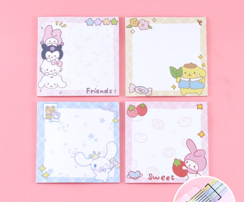 Cute Cartoon Sticky Notes, Kawaii Animal Self-stick Memo Pads - Etsy