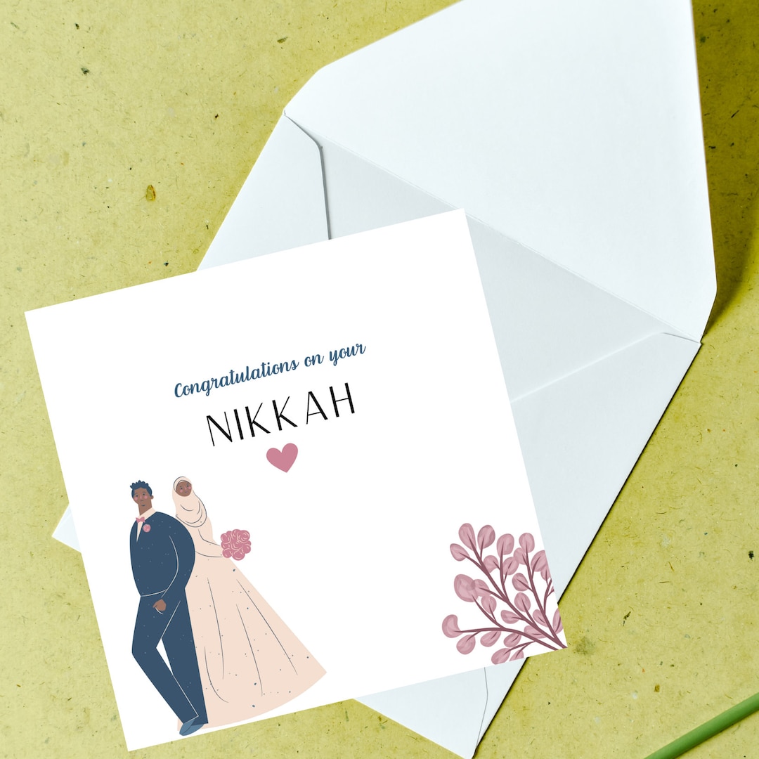 Nikkah Mubarak Greeting Card- Wedding Greeting Card for Black Muslim ...