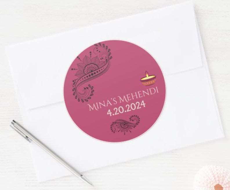 Personalised Mehendi Stickers-mehendi Favours-wedding Stickers-mehendi ...