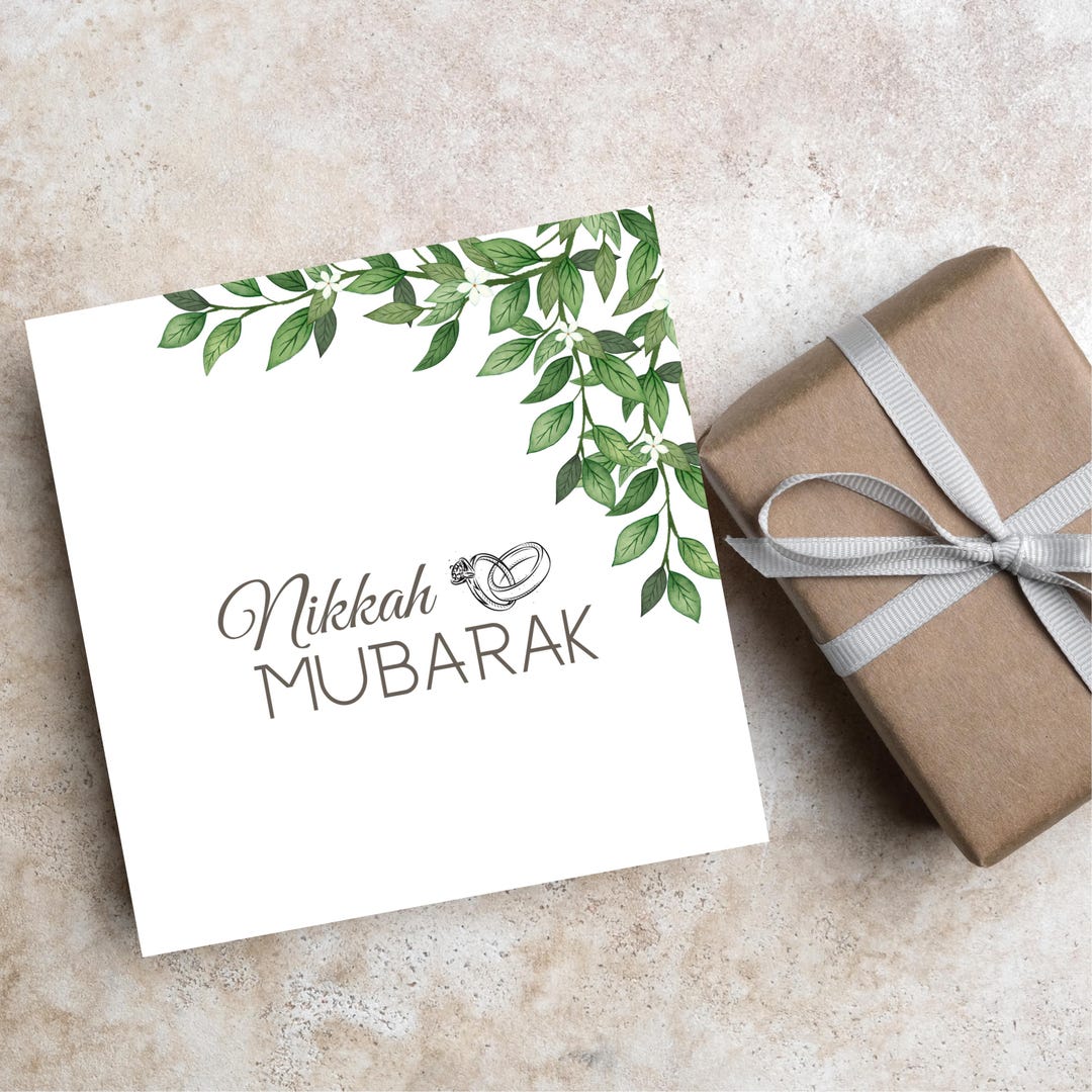 Nikah Mubarak Greeting Card: Islamic Wedding Celebration Card, Nikkah ...