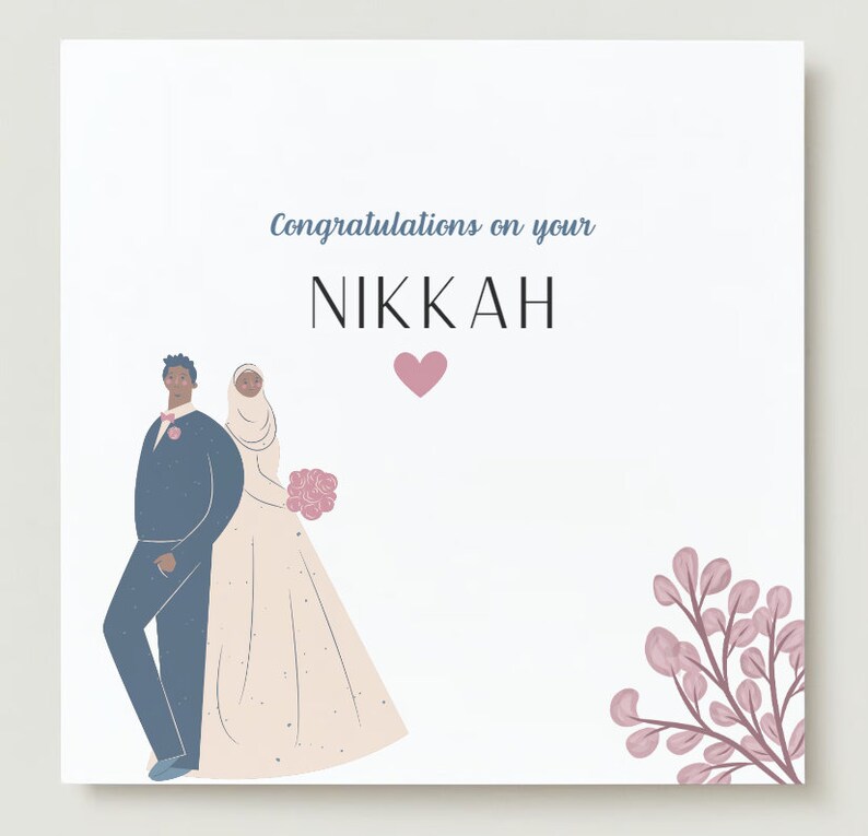 Nikkah Mubarak Greeting Card- Wedding Greeting Card for Black Muslim ...
