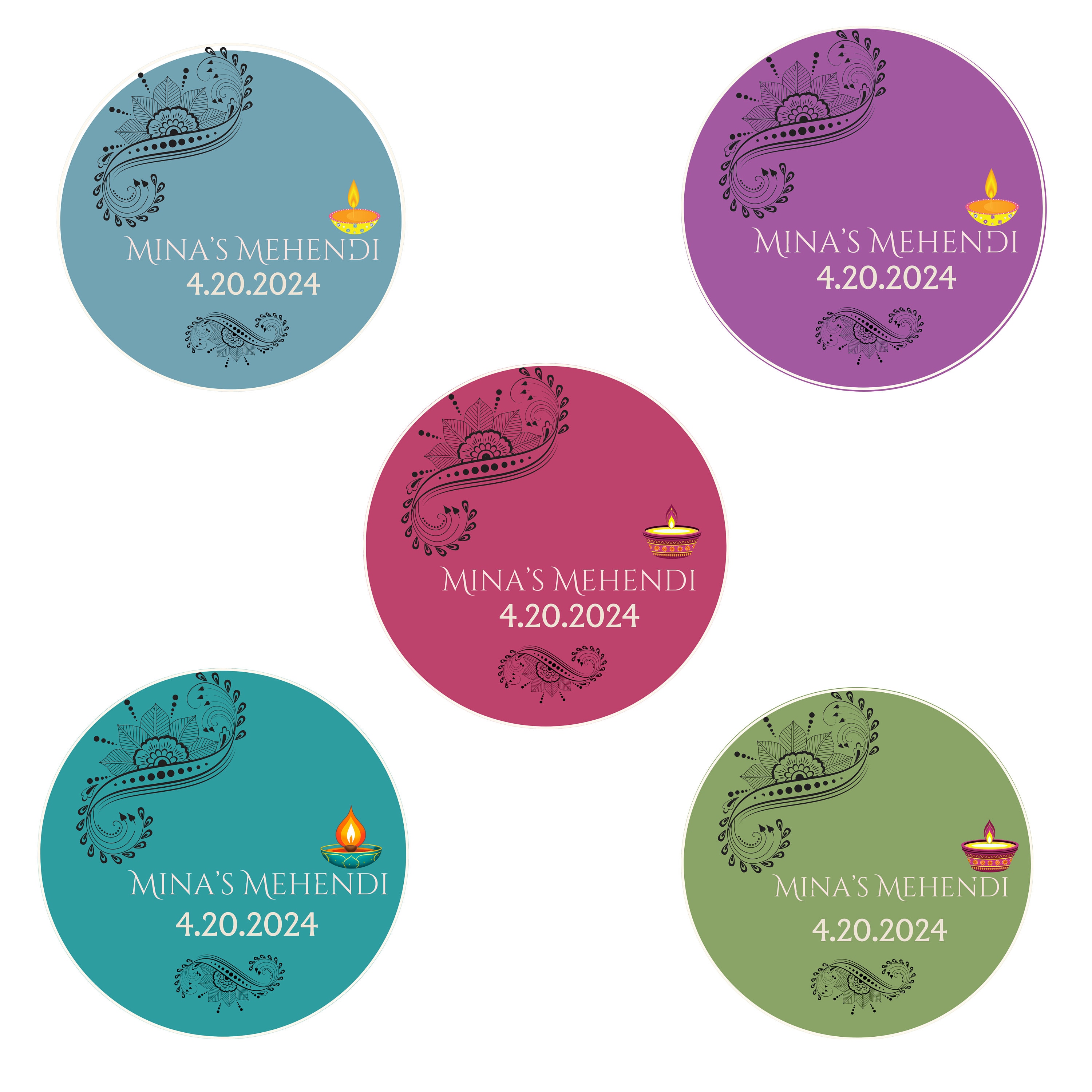 Personalised Mehendi Stickers-mehendi Favours-wedding Stickers-mehendi ...