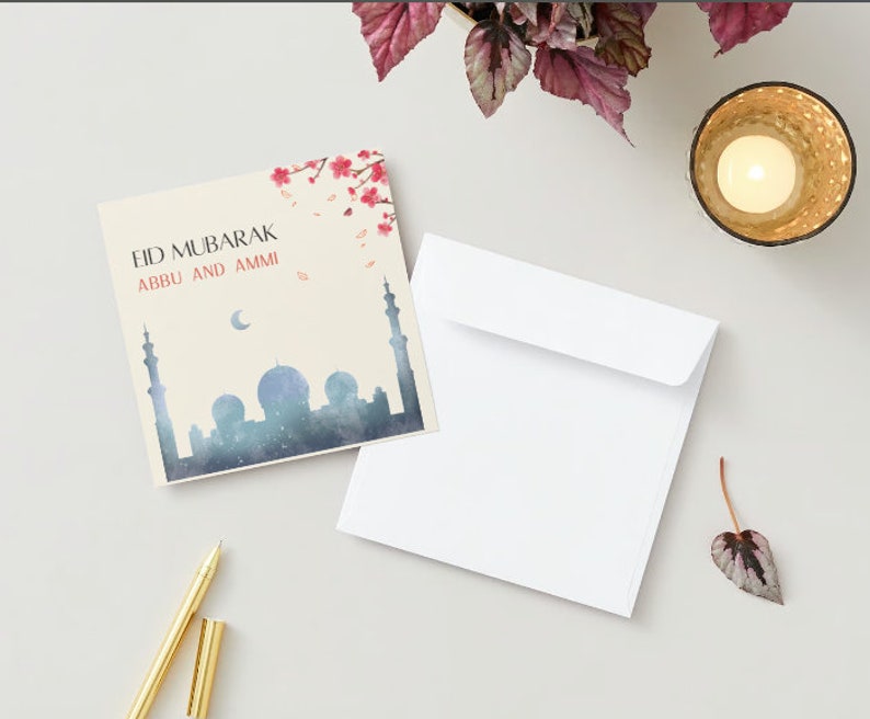 Eid Mubarak Greeting Card, Eid Card,islamic Card, Eid Card for Parents ...