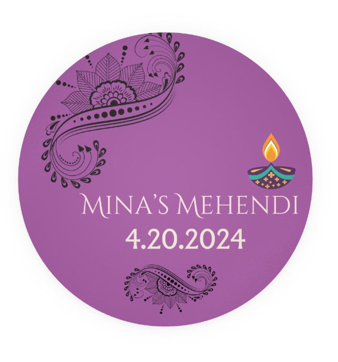 Personalised Mehendi Stickers-mehendi Favours-wedding Stickers-mehendi ...