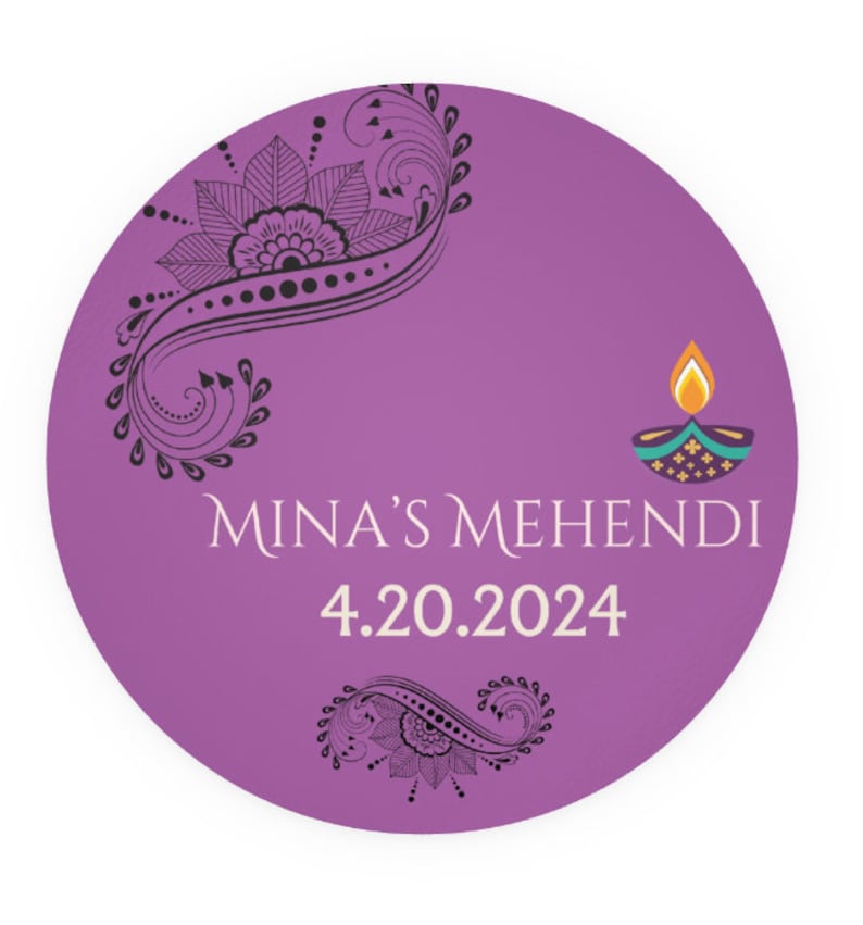 Personalised Mehendi Stickers-mehendi Favours-wedding Stickers-mehendi ...