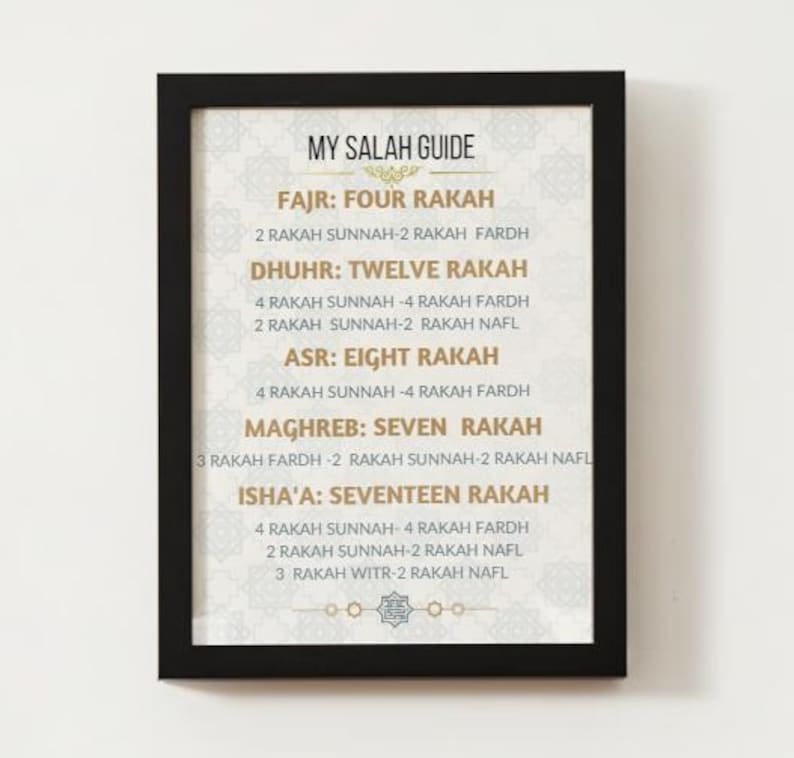 Salah Guide Printable Poster-salah Tracker-salah Timetable-islamic Art ...