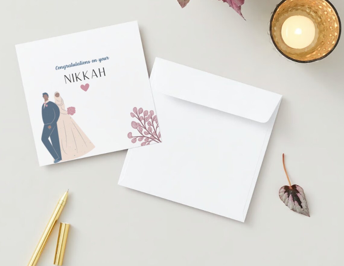 Nikkah Mubarak Greeting Card- Wedding Greeting Card for Black Muslim ...
