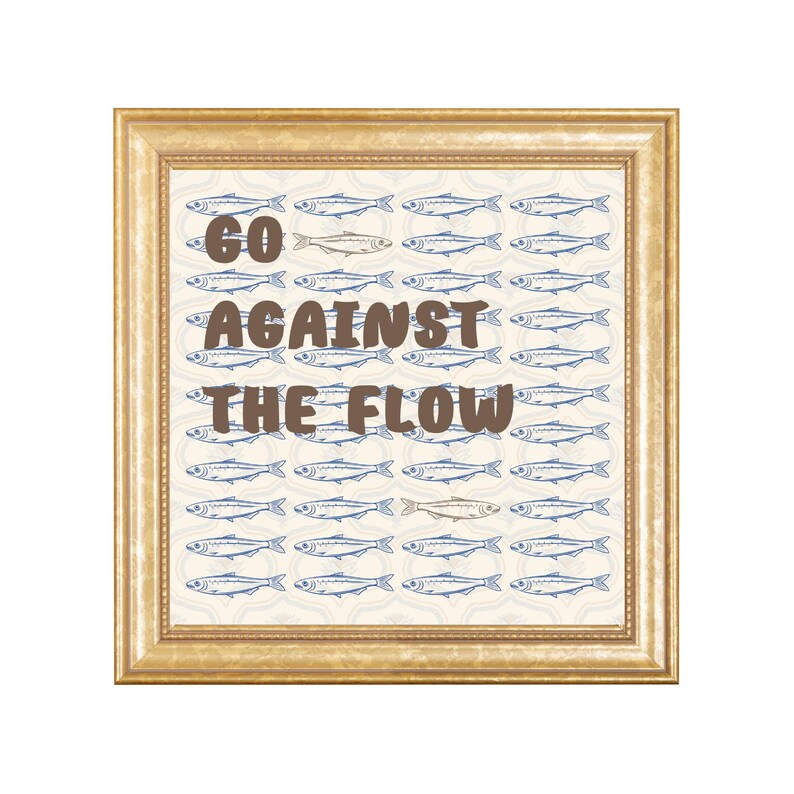 Go Against the Flow, Digital Download, Sardine Art Print, Coastal Wall ...