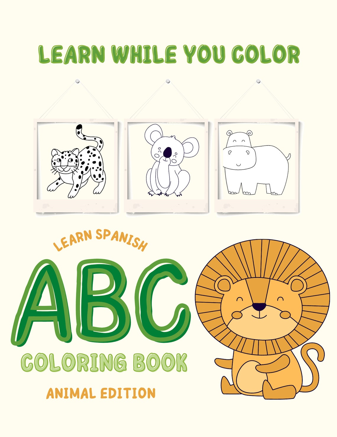 Learn Spanish Alphabet Coloring Book/pages, Animal Edition, Instant ...