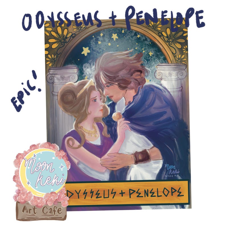 Fanart ODYSSEUS and PENELOPE EPIC Art Print Wall Decor - Etsy