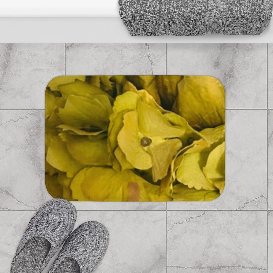 Hydrangea Bathroom Mat, Boho Design Bath Mat, Home Decor Bath Mat - Etsy