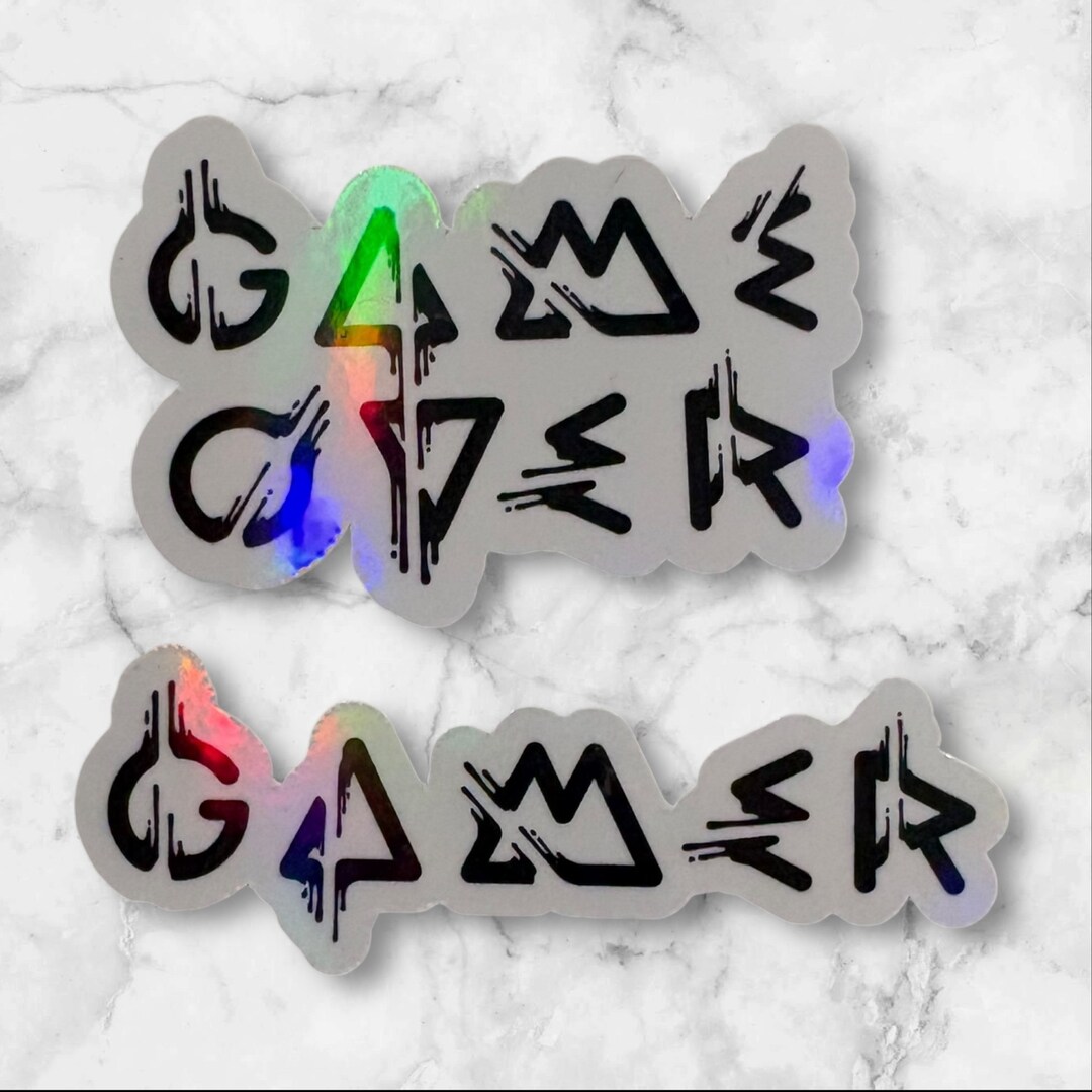 Gamer or Game Over Holographic Stickers - Etsy
