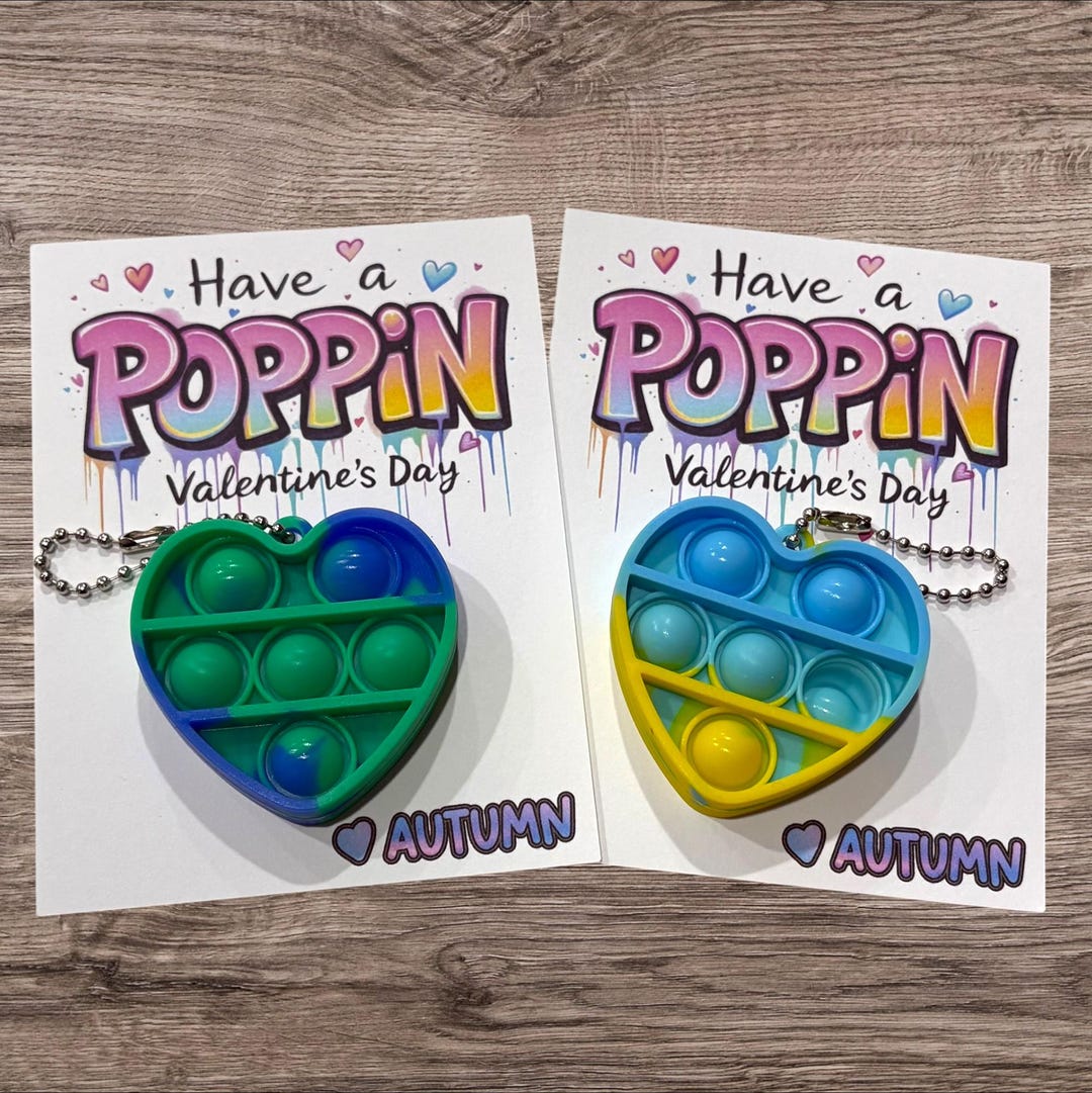 Valentines Heart Poppers Pop It Toy Keychain With Cards -fidget Toys ...