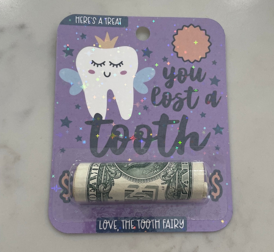 Whimsical Tooth Fairy Holographic Money Card - Purple, Blue, or Pink ...