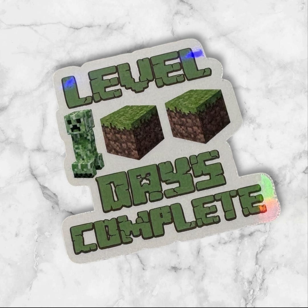 100 Days of School Miner Sticker Craft Themed Holographic Mine Sticker ...