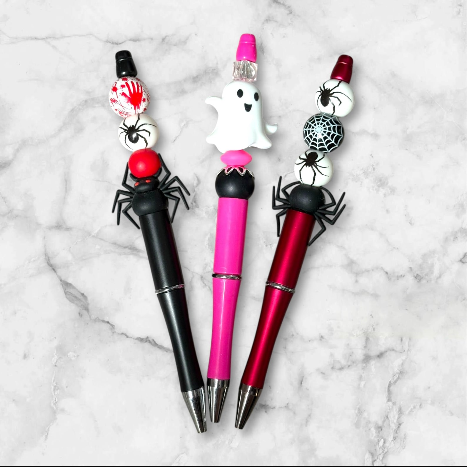 Spider or Ghost - Horror- Beaded Ballpoint Pens- Halloween, Purse Pens ...
