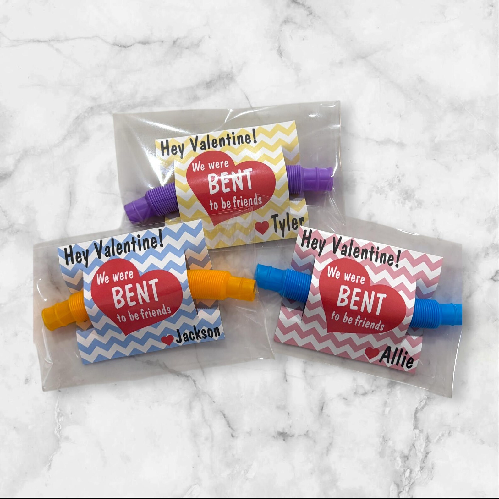 Valentines Fidget Pop Tubes With Cards -fidget Toys Favors, Classroom ...