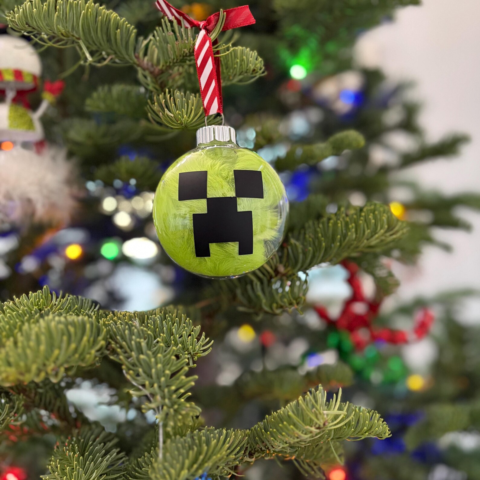 Creep Face Mine Christmas Craft Ornament - White Elephant, Gamer, Pixel ...