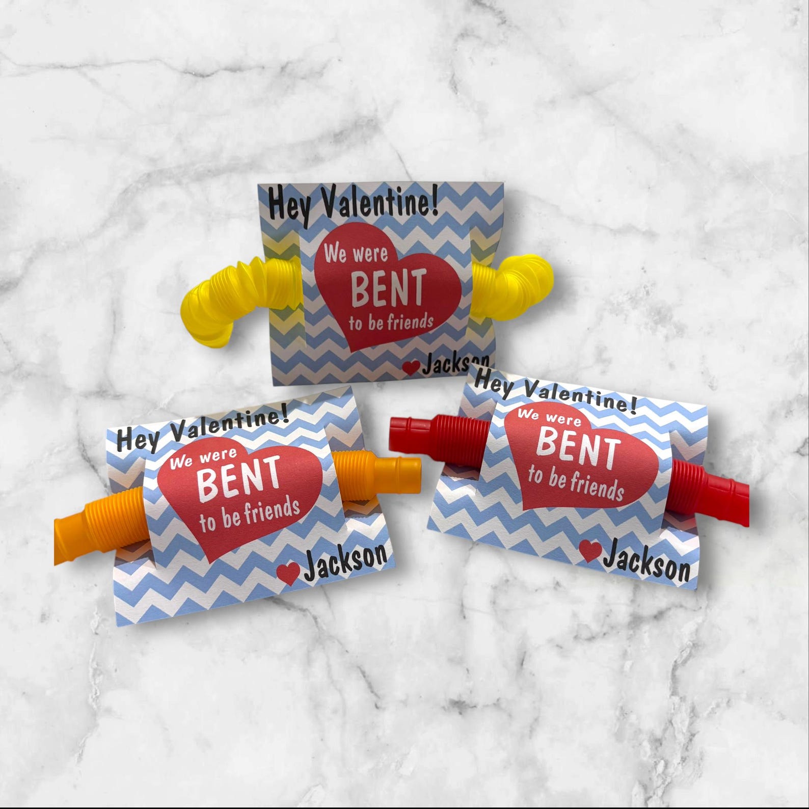 Valentines Fidget Pop Tubes With Cards -fidget Toys Favors, Classroom ...